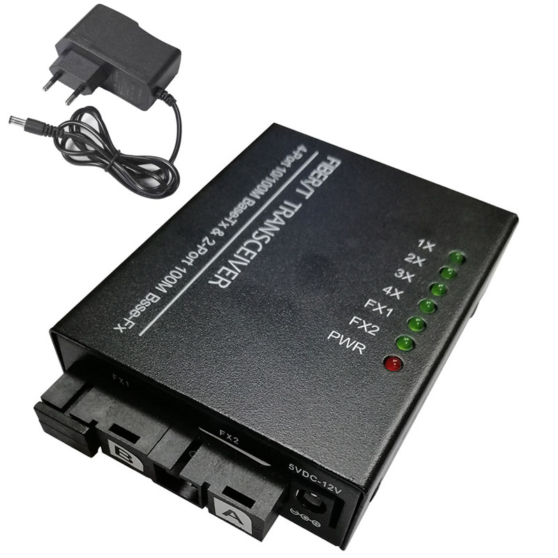 Jual Media Converter 10M/100M 6 Port FO 2 Port LAN Ethernet Fiber Switch Optical Media Converter ...