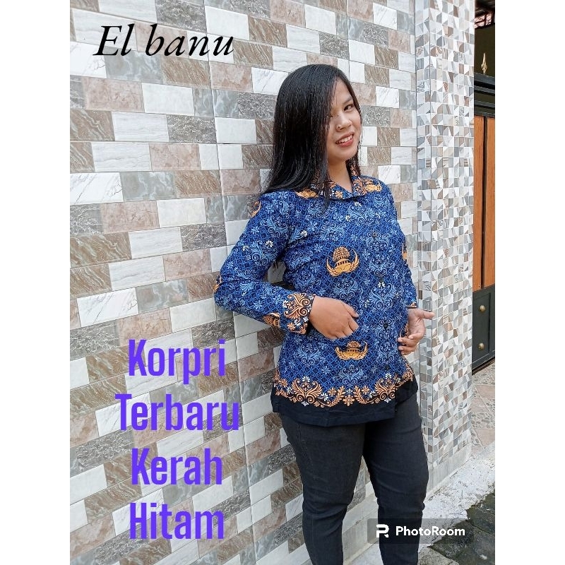 Jual seragam korpri wanita terbaru 2024 kerah hitam | Shopee Indonesia