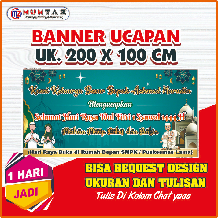 Jual CETAK BANNER UCAPAN SELAMAT HARI RAYA UKURAN 200X100CM | Shopee Indonesia