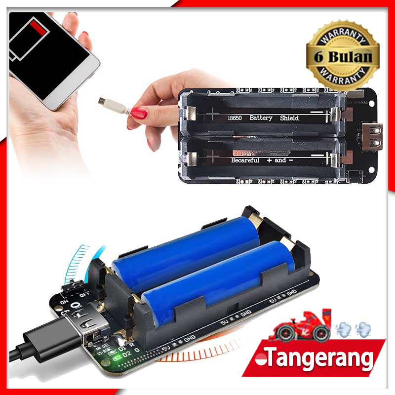 Jual 2 Slot 18650 ESP8266 ESP32 Battery Shield Case USB Power Supply ...