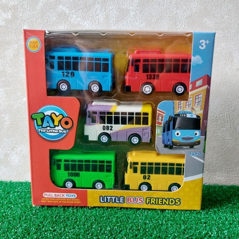 Jual Mainan Bus Tayo Mini Pullback isi 5 Little Bus Friends | Shopee ...