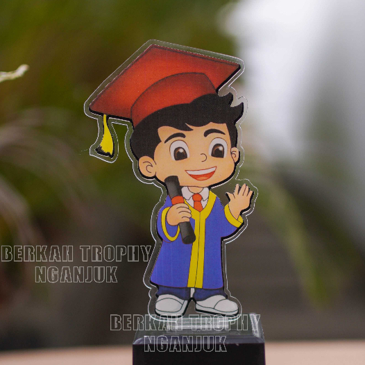 Jual Piala Wisuda Murah Hijab (Warna Biru)/Piala Kelulusan/Piala Wisuda ...