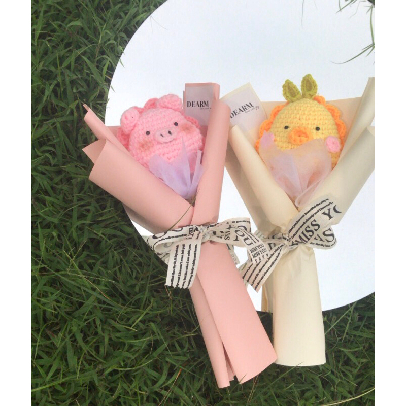 Jual DEARM - Duck Bouquet Flower | Pig Bouquet Flower | Crochet Flower ...