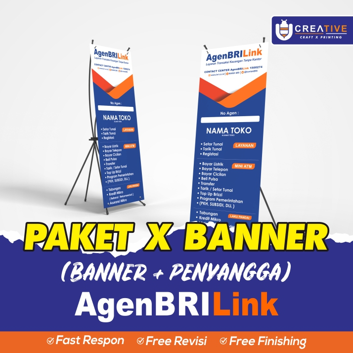 Jual PAKET X Banner Agen BRILink (Banner & Standing) Ukrn.60x160cm ...