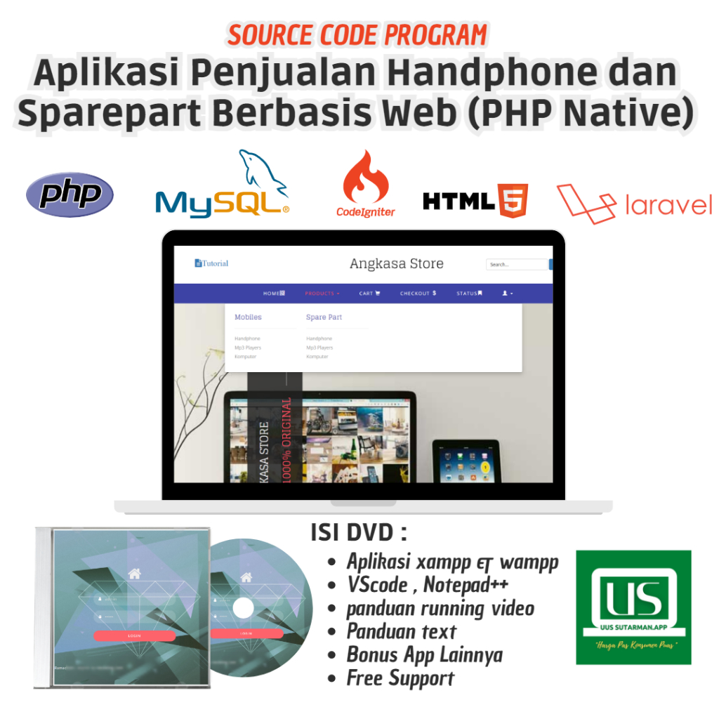 Jual Aplikasi Penjualan Handphone dan Sparepart Berbasis Web (PHP Native) | Shopee Indonesia