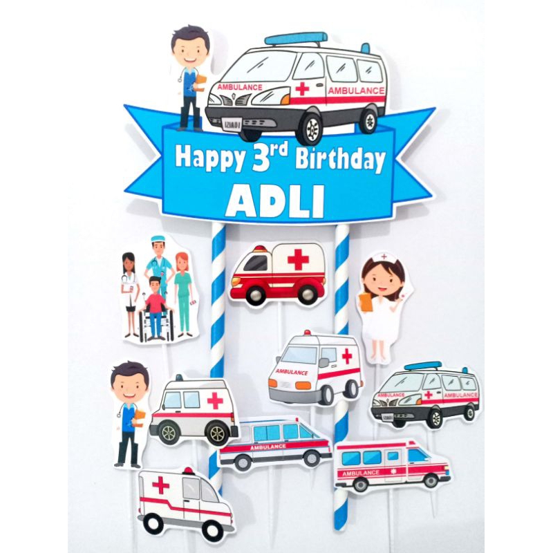 Jual TOPPER CAKE GAMBAR AMBULAN DOKTER LAKI BISA CUSTOM NAMA | Shopee ...