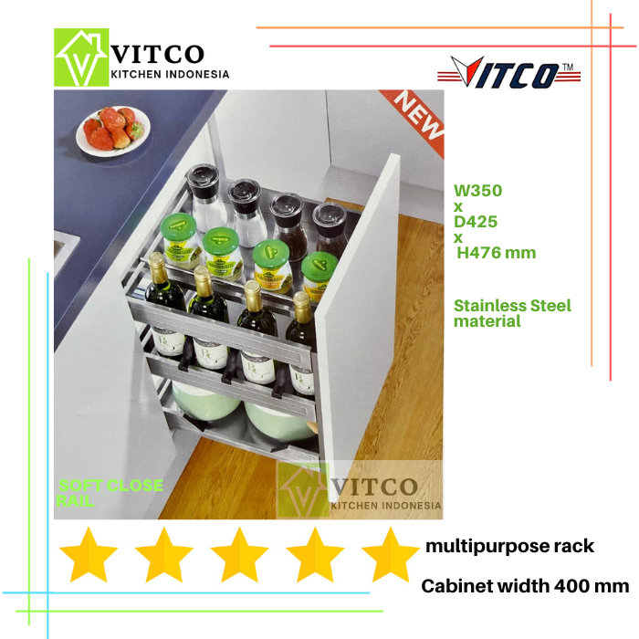 Jual VITCO 740 Multipurpose Stainless Rack/Kitchen Organizer Rack Rak ...