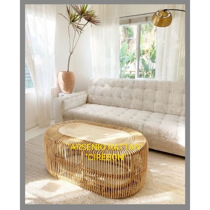 Jual Meja Rotan Alam Model Oval 100 Cm OUTDOOR | Shopee Indonesia