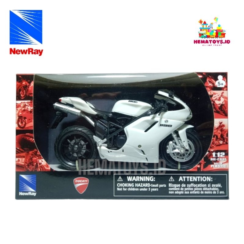 Jual Diecast Motor Ducati 1198 1:12 NewRay 57143 Miniatur Motor Sport ...
