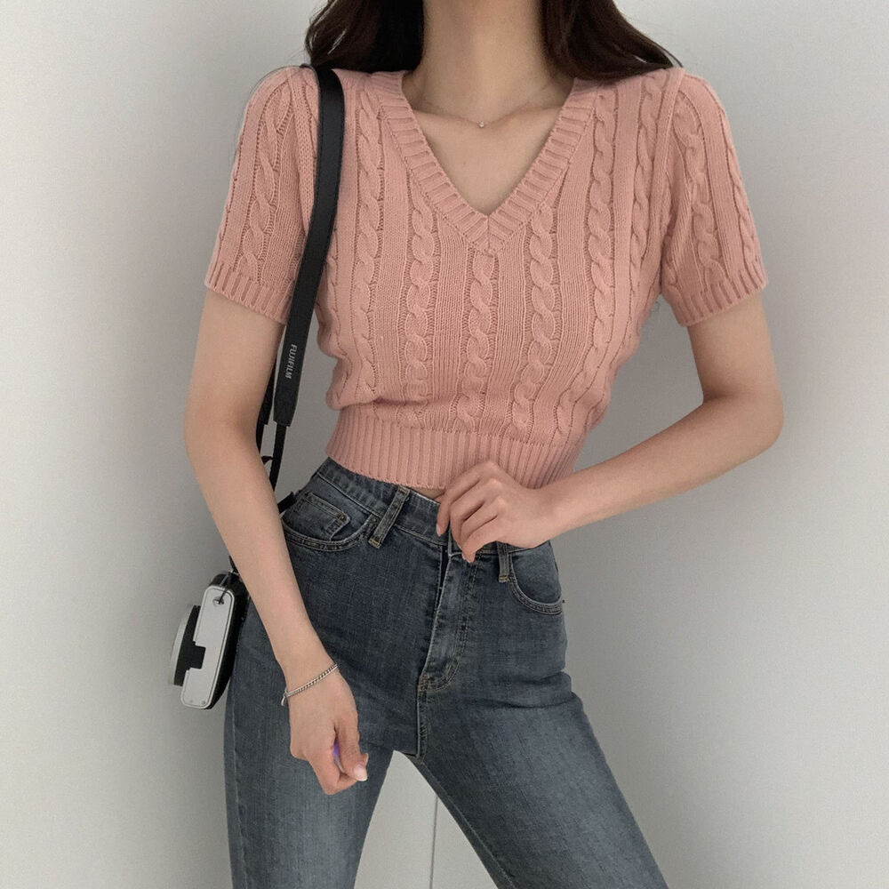 Jual Malin Summer Top Crop - Knit Korean Style - Atasan Baju Wanita Rajut - TM | Shopee Indonesia