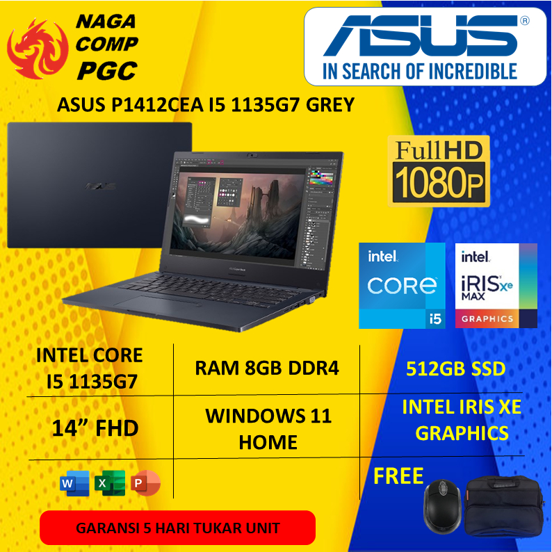 Jual LAPTOP ASUS CORE I5 1135G7 RAM 8GB 512GB SSD IRISXE OHS 14FHD FP GRY | Shopee Indonesia