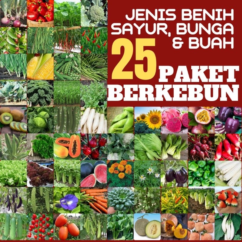 Jual Paket lengkap 25 jenis benih sayur bunga dan buah | Shopee Indonesia
