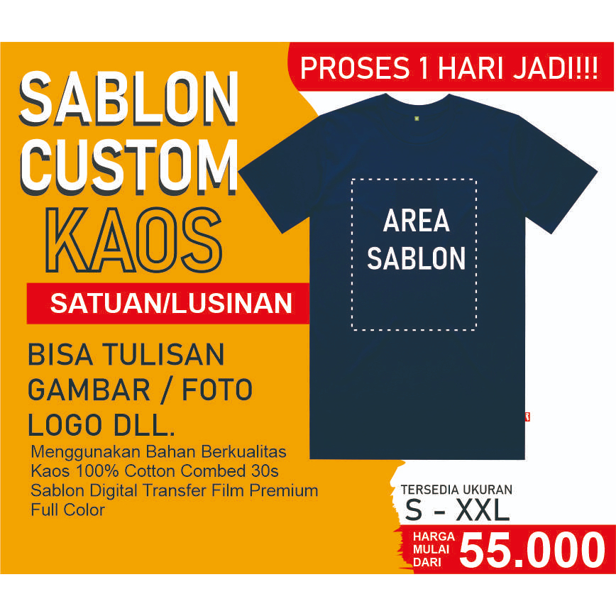 Jual KAOS CUSTOM SABLON | SABLON KAOS SATUAN CUSTOM | KAOS SABLON ...