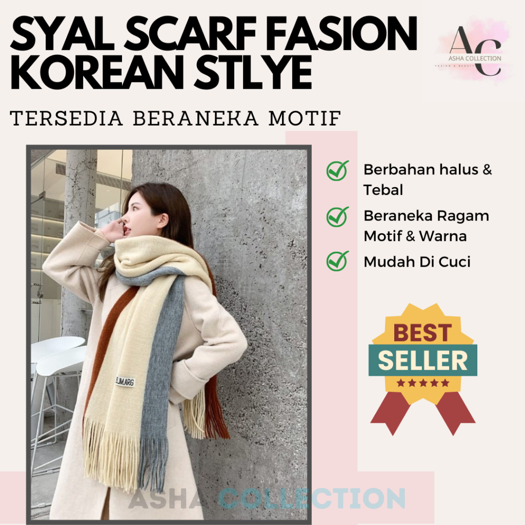 Jual ASCO Syal Winter Korean Syal Dingin Tebal Winter Long Scarf Syal ...