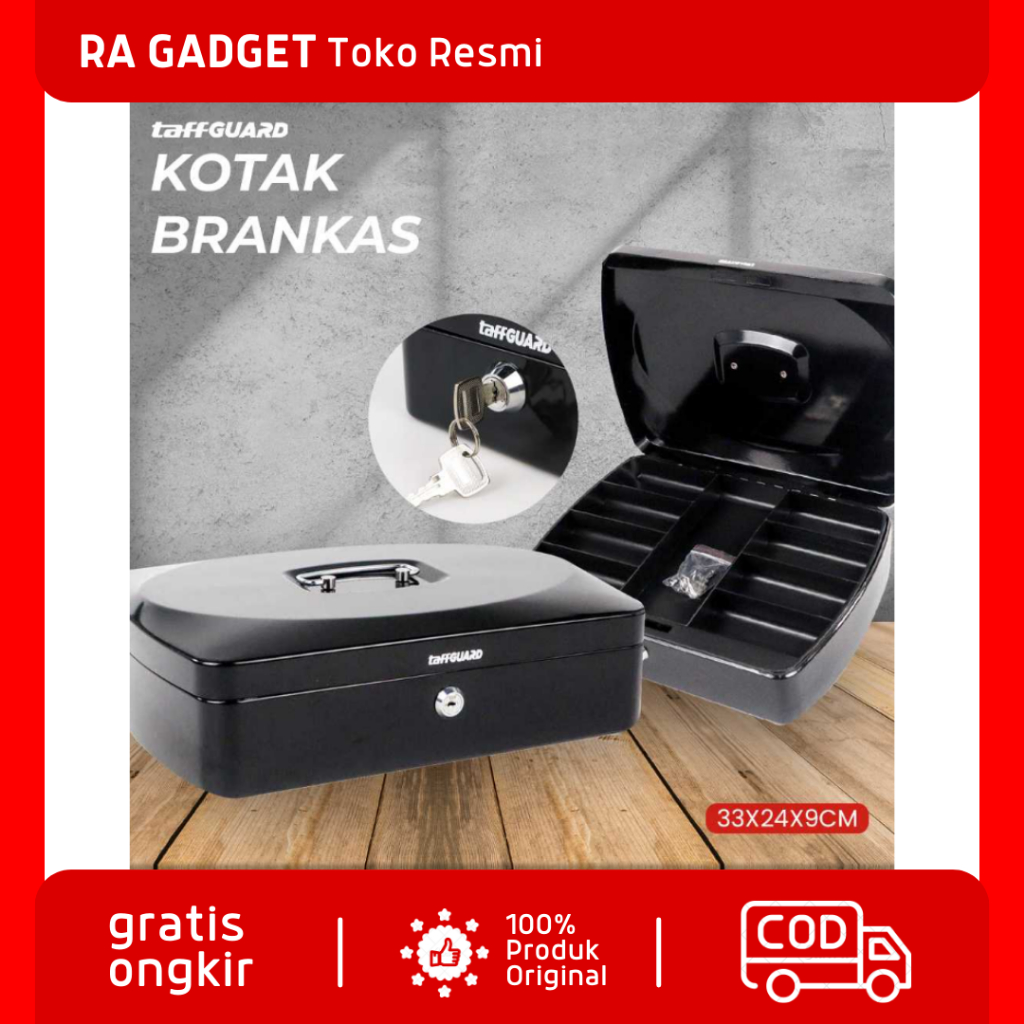 Jual Kotak Brankas Uang Perhiasan Cash Safebox Key Lock 33x24x9cm ...