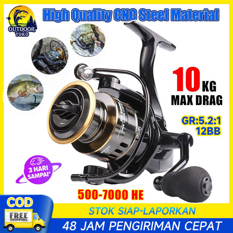 Jual reel pancing alat pancing asli besi fishing reel 10kg drag 5.2:1 ...