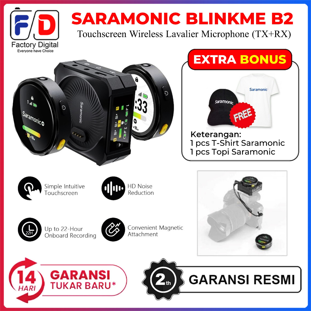 Jual Mic Saramonic Blink Me B2 Touchscreen Dual Wireless Microphone - Resmi | Shopee Indonesia