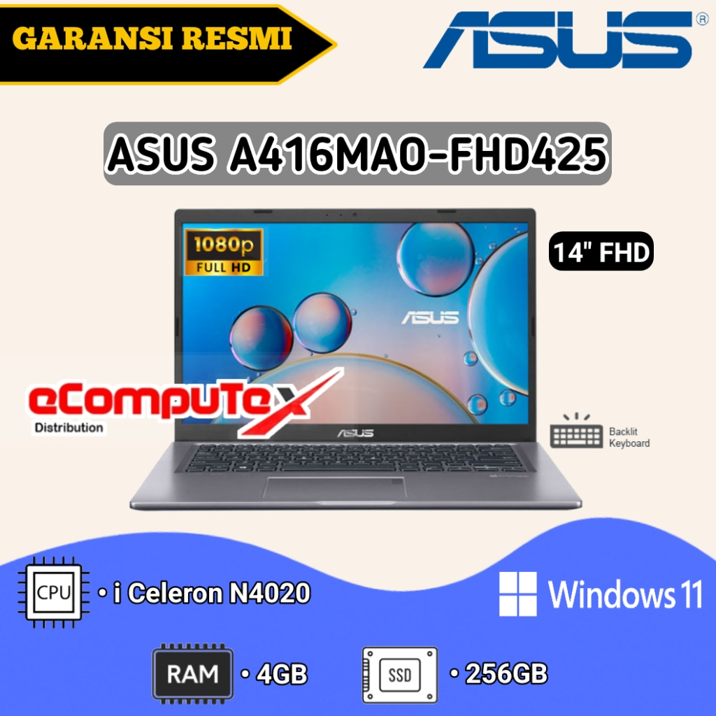 Jual ASUS VIVOBOOK 14 A416MAO-FHD425 [INTEL CELERON N4020/4GB/256GB SSD ...