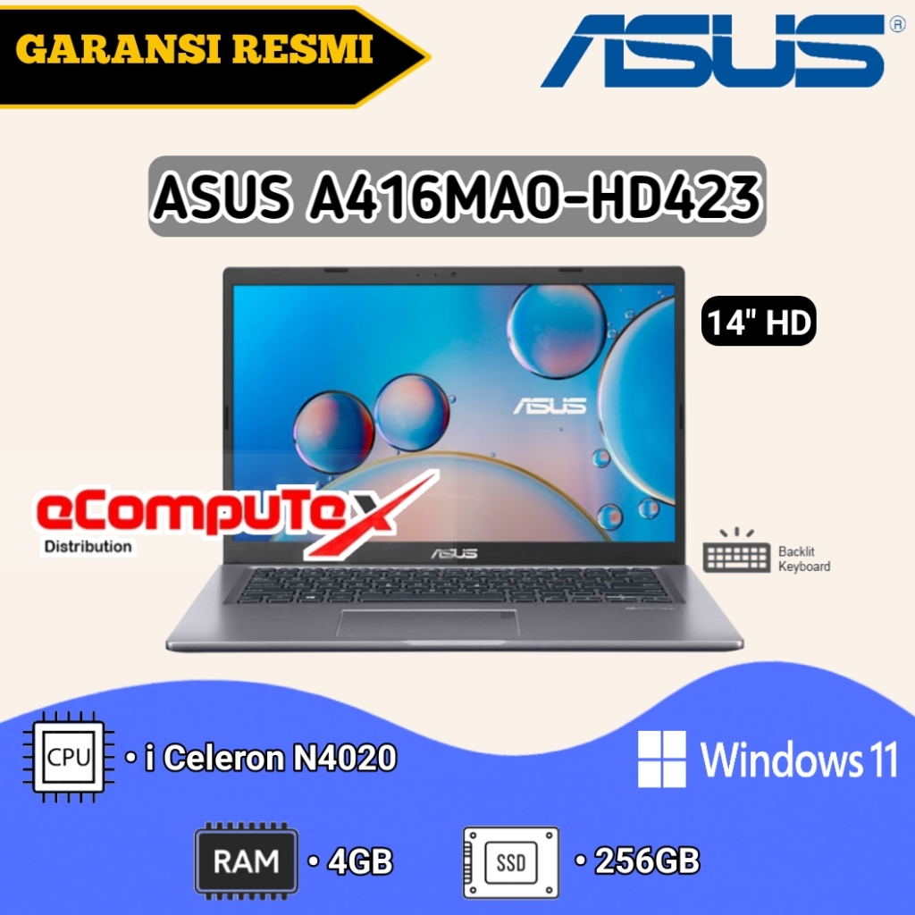 Jual ASUS VIVOBOOK 14 A416MAO-HD423 [INTEL CELERON N4020/4GB/256GB SSD ...
