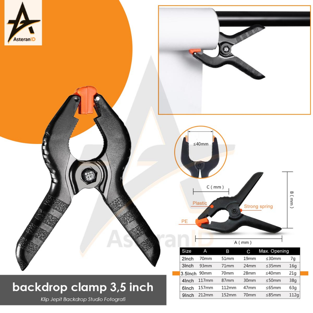 Jual Klip Orange Backdrop Clamp Studio Fotografi Penjepit Background 3 ...