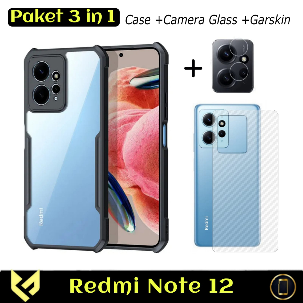 Jual Paket 3 IN 1 Case REDMI NOTE 12 4G / NOTE 12 PRO 5G/4G Case Fusion ...