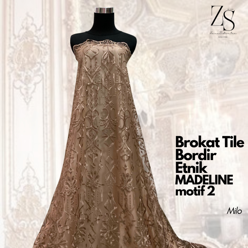 Jual 1/2 meter Kain Bahan Kebaya Brokat Brukat Tile Etnik Madeline New ...