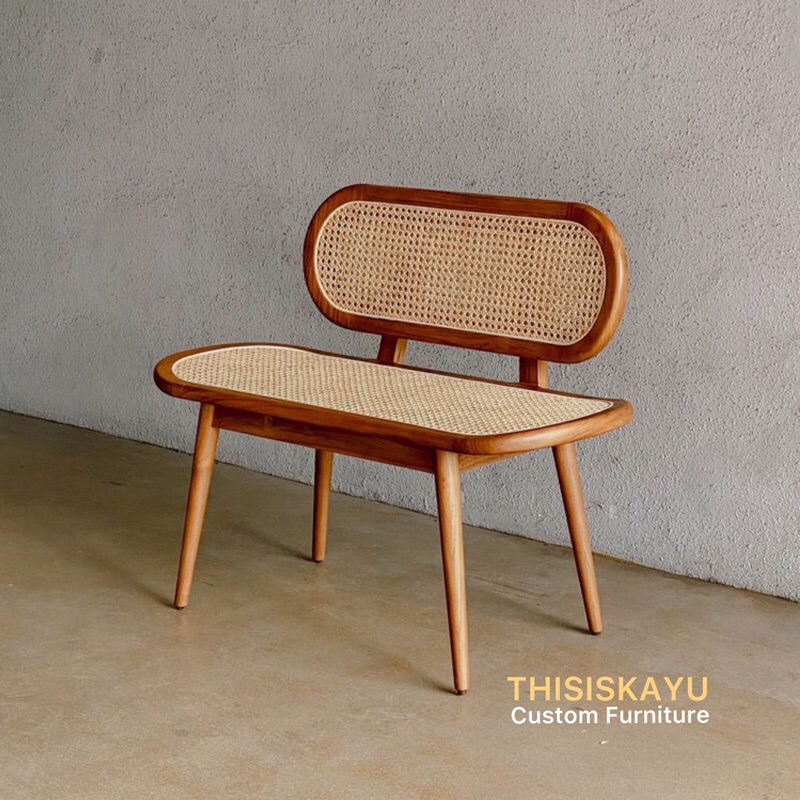Jual BENCH ANAYAMAN ROTAN RANGKA KAYU JATI ASLI GAY NATURAL KAYU ...