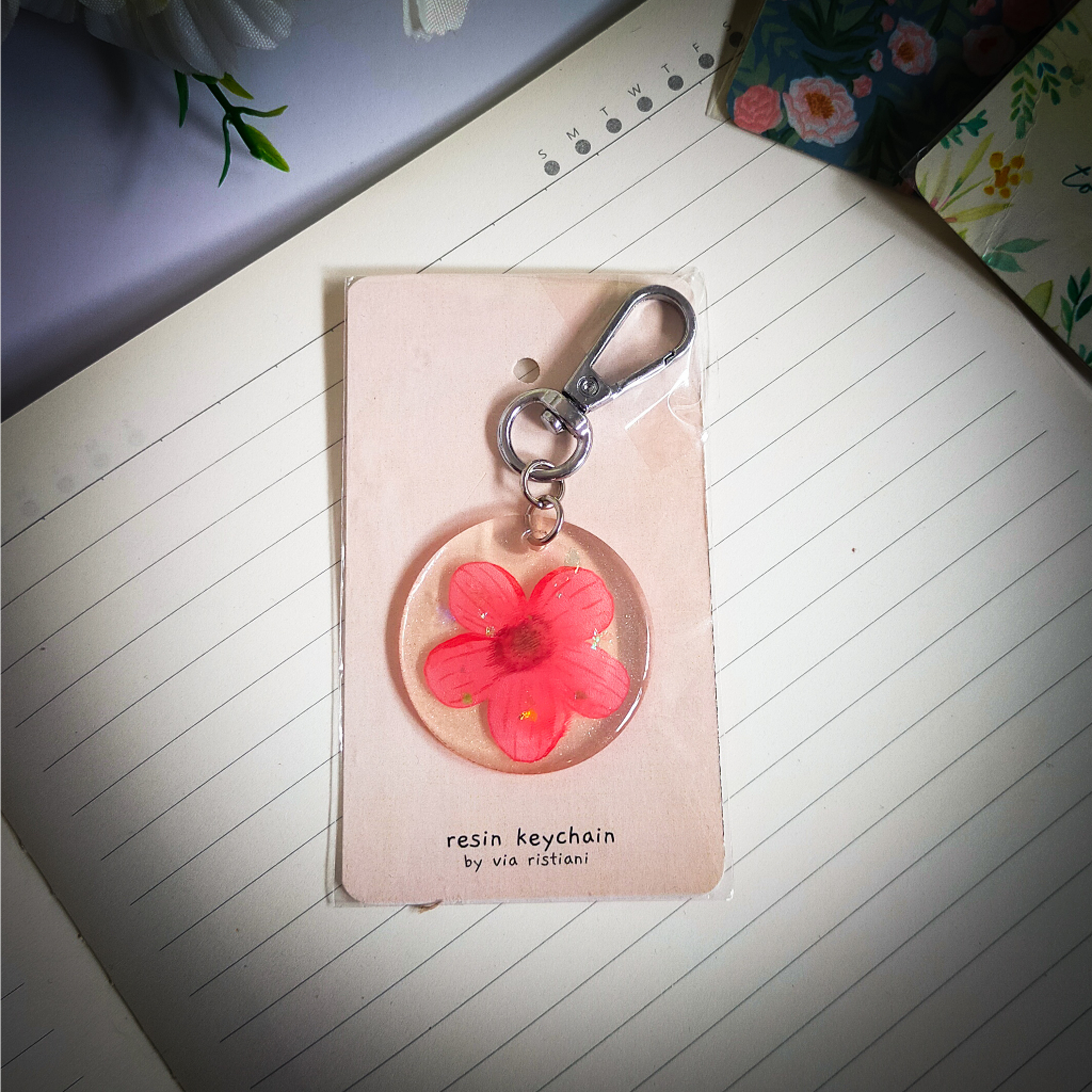 Jual Grosir Gantungan Kunci/Keychain Resin Transparant Bunga Floral ...