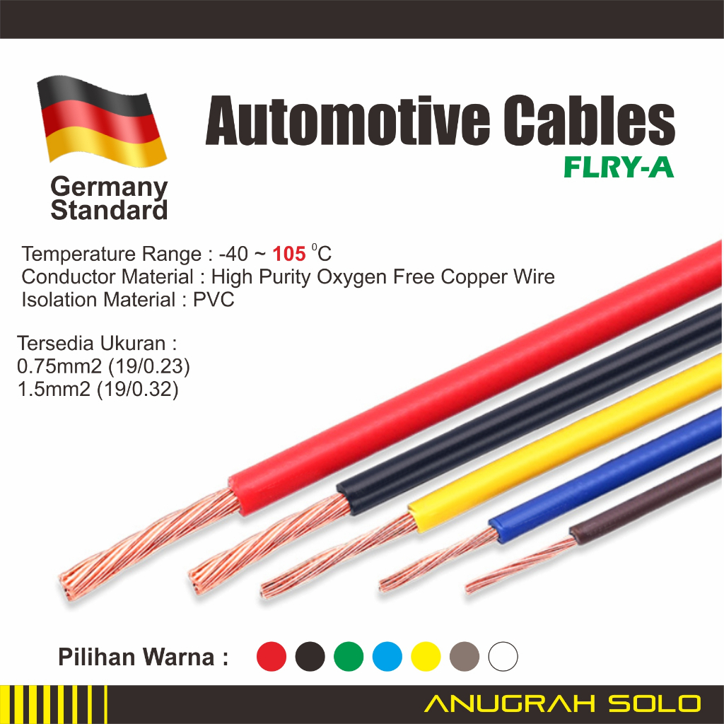 Jual Kabel Otomotif Mobil Motor Standard Germany FLRY-A 0.75mm 1.5mm ...
