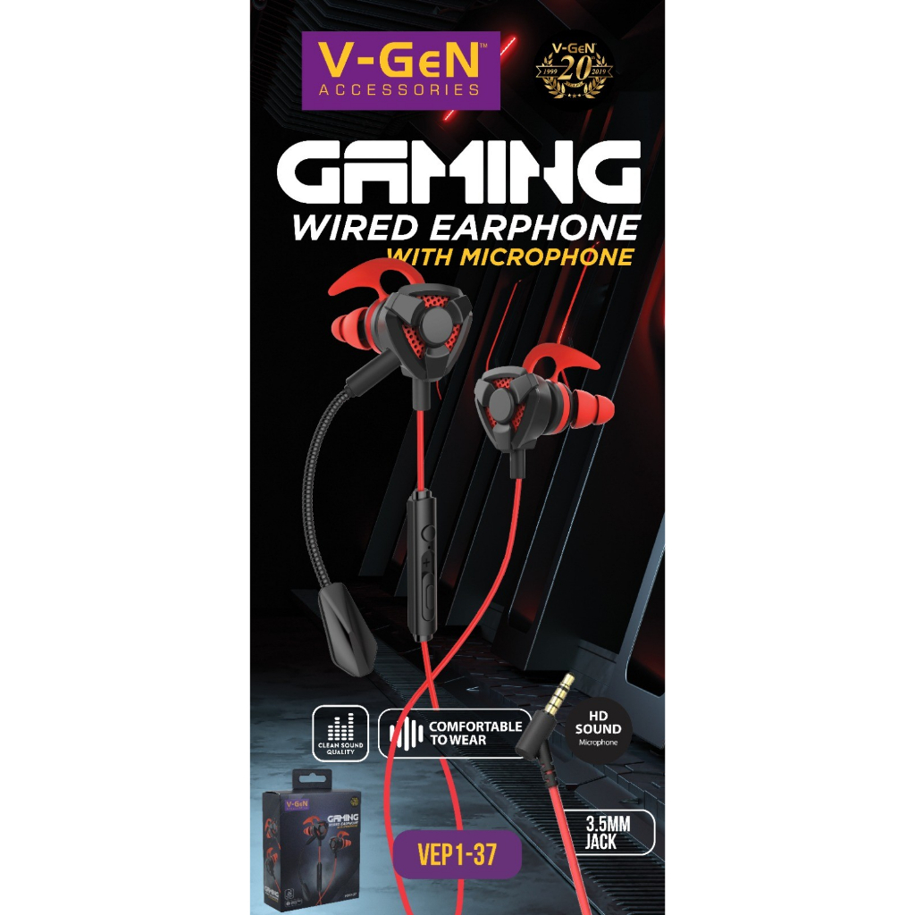 Jual Handsfree V-GeN VEP1-37A Wired Earphone Gaming With Microphone HD ...