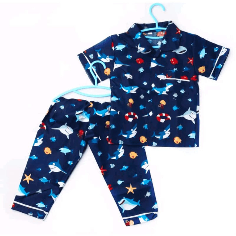 Jual Piama anak/baju tidur anak motif ikan hiu/pakaian tidur anak ...