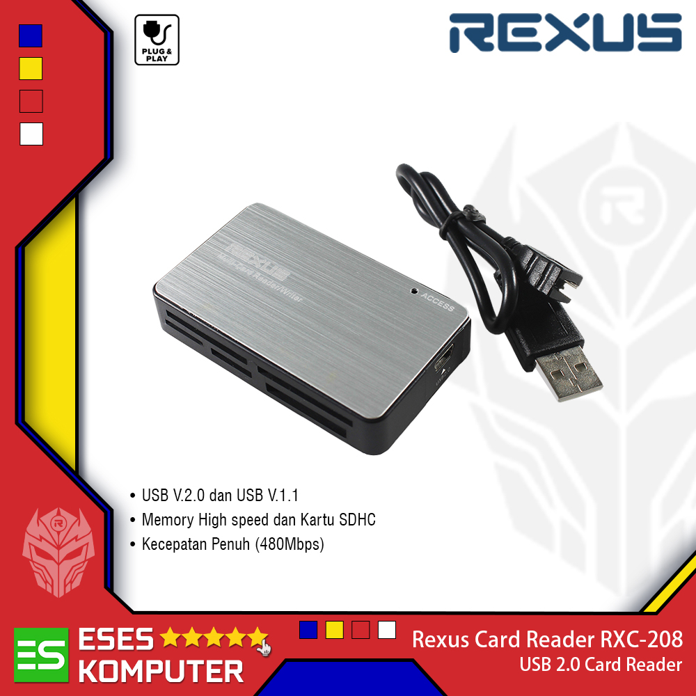 Jual Card Reader Rexus RXC-208 RXC208 USB 2.0 Card Reader All in 1 ...