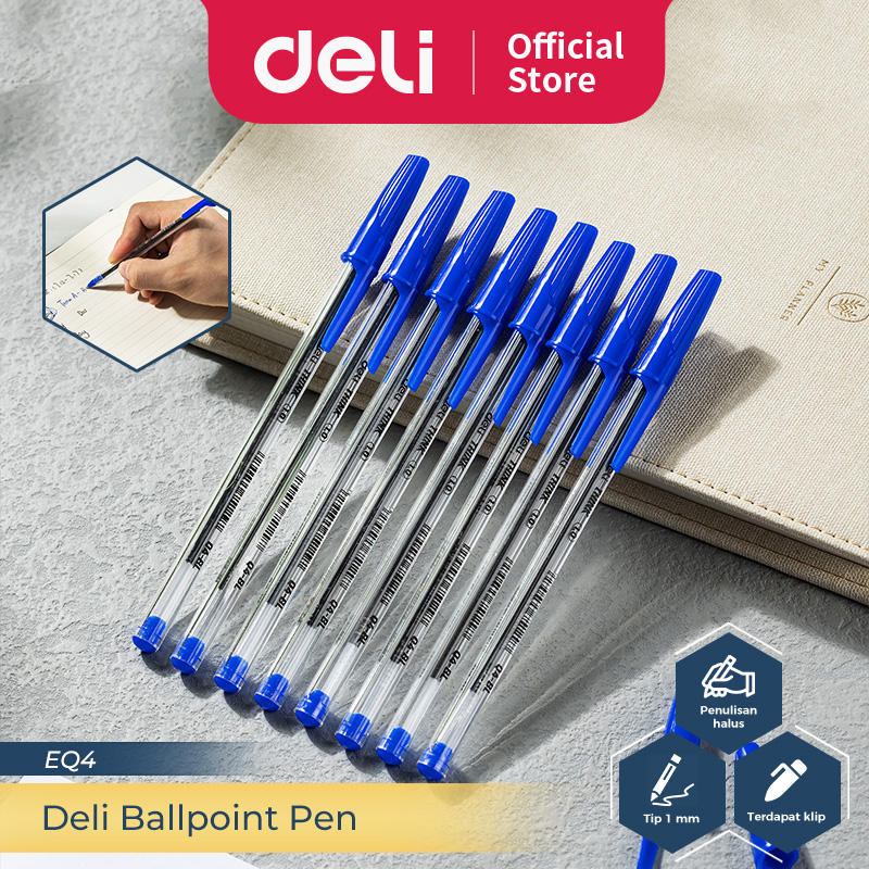 Jual Deli Ballpoint Pen / Bolpoin Tip 1 mm Isi 50 pcs Penulisan Lancar ...