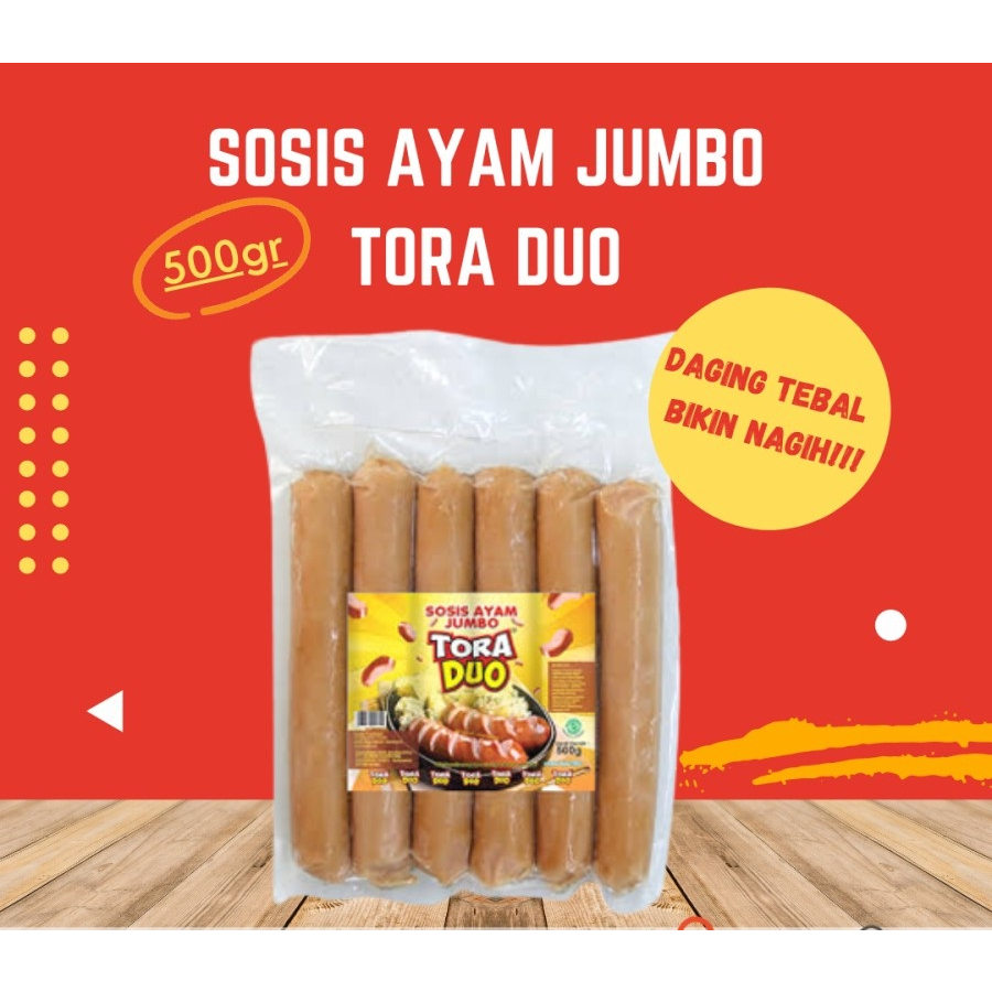 Jual SOSIS AYAM JUMBO ORIGINAL TORA DUO 500GR ISI 7PCS HALAL CHICKEN ...