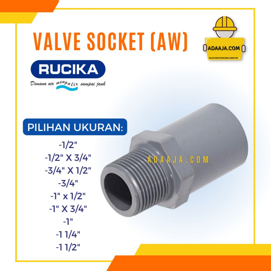 Jual Sok Drat Luar Valve Socket AW 1/2" 3/4" 1" 1-1/4" 1-1/2" RUCIKA ...