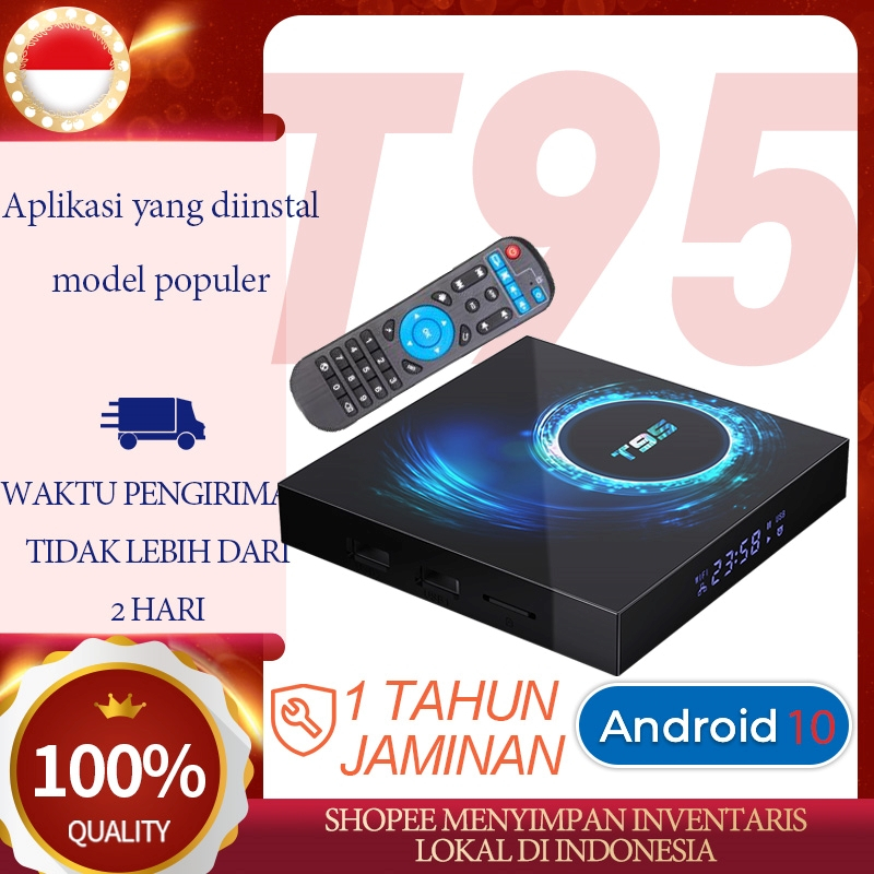 Jual T95 Android 10.0 TV Box 4GB 64GB Allwinner H616 2.4G/5G WiFi dengan Bluetooth 6K/4K Smart ...