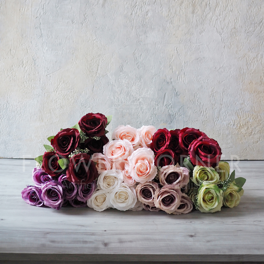 Jual Bunga Artificial Blooming Rose 7 Kuntum Mawar Baby Breath (B22196 ...