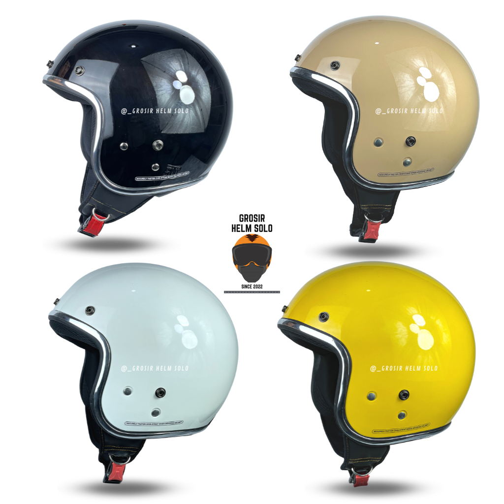 Jual HELM BOGO DEWASA LIST CHROME RETRO WARNA SOLID TERBARU SNI ...