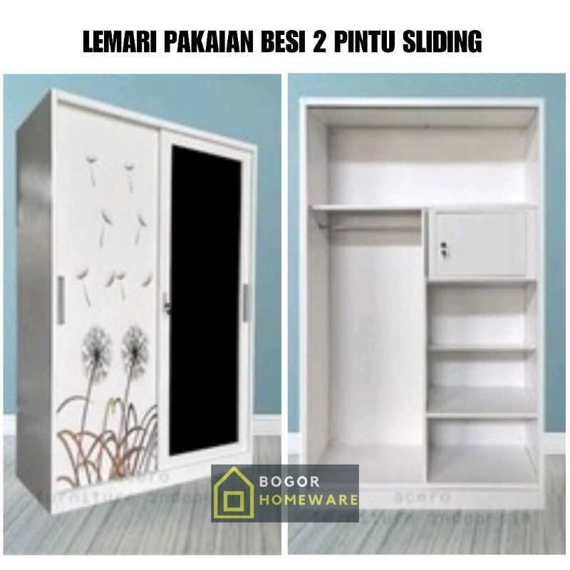 Jual (KHUSUS BOGOR) LEMARI PAKAIAN BESI SLIDING 2 PINTU & 3 PINTU | Shopee Indonesia