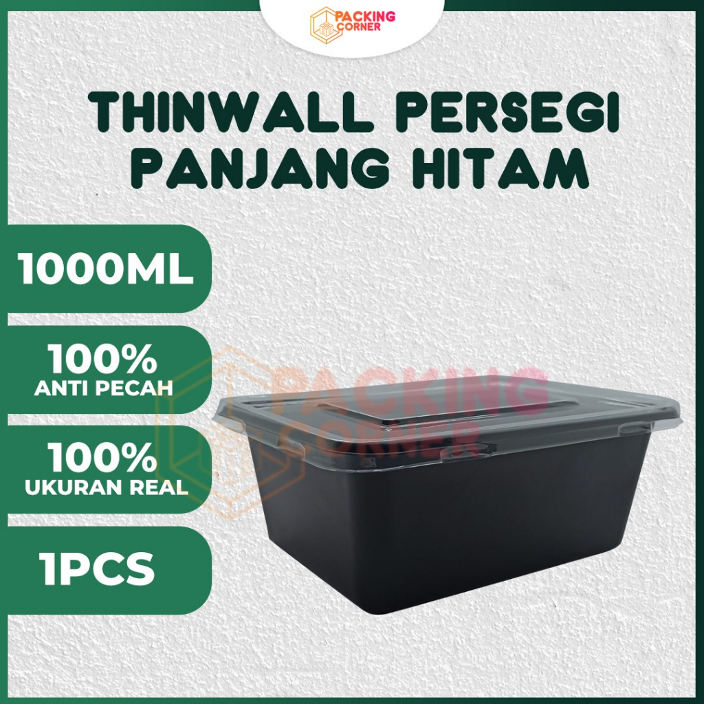Jual Thinwall Persegi Panjang Food Container Lunch Box Plastik Hitam