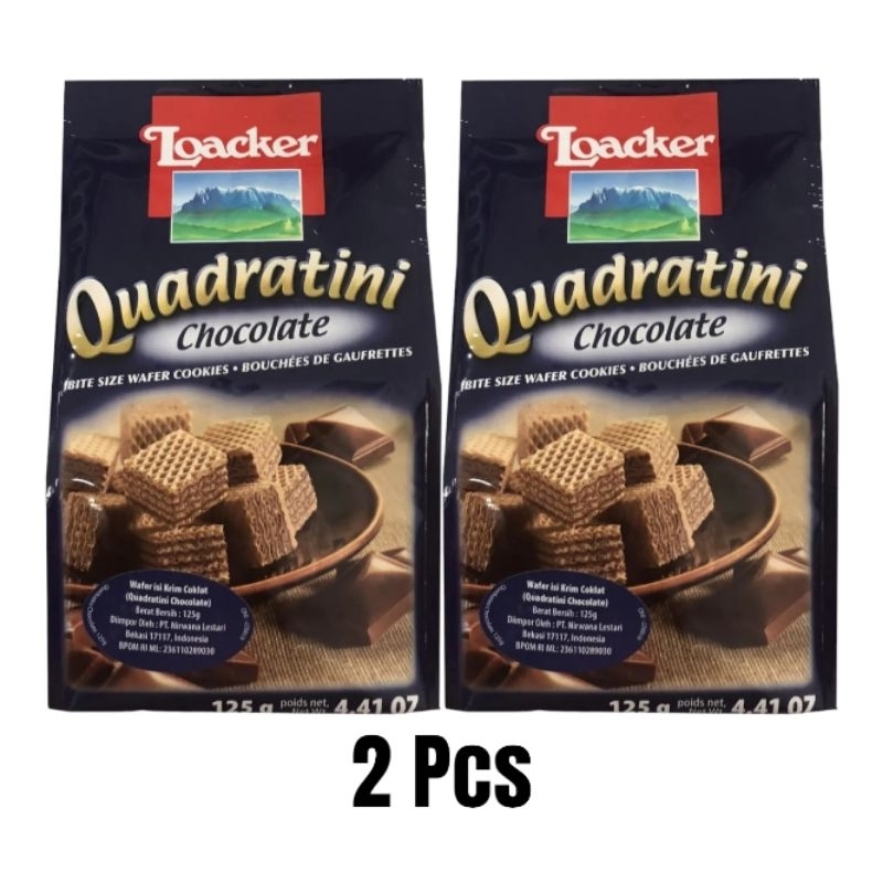 Jual Loacker Wafer Quadratini Chocolate | Coklat | Kokoa 2 × 125 gr ...
