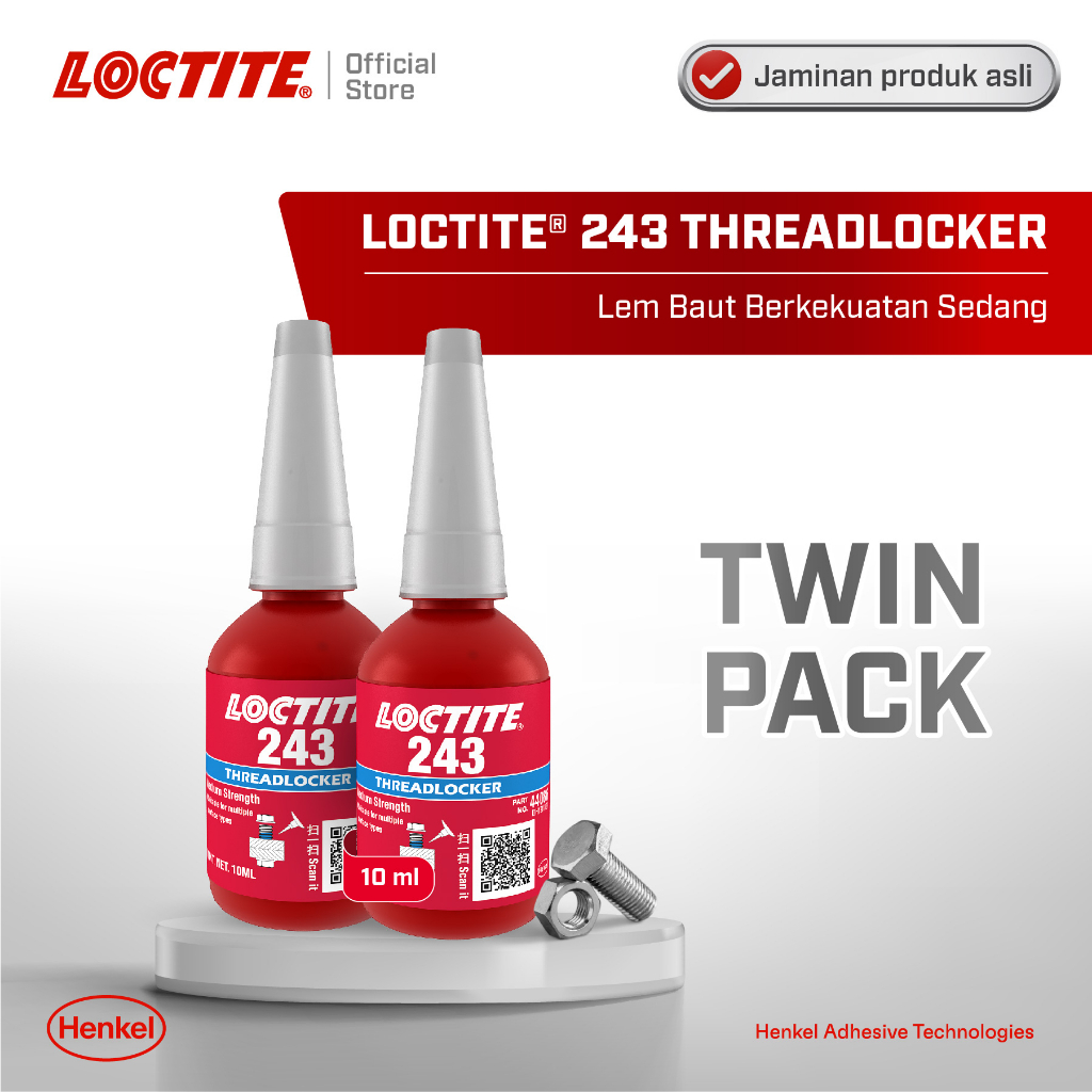Jual LOCTITE 243 Threadlocker Lem Baut 10 ml Twin Pack | Shopee Indonesia