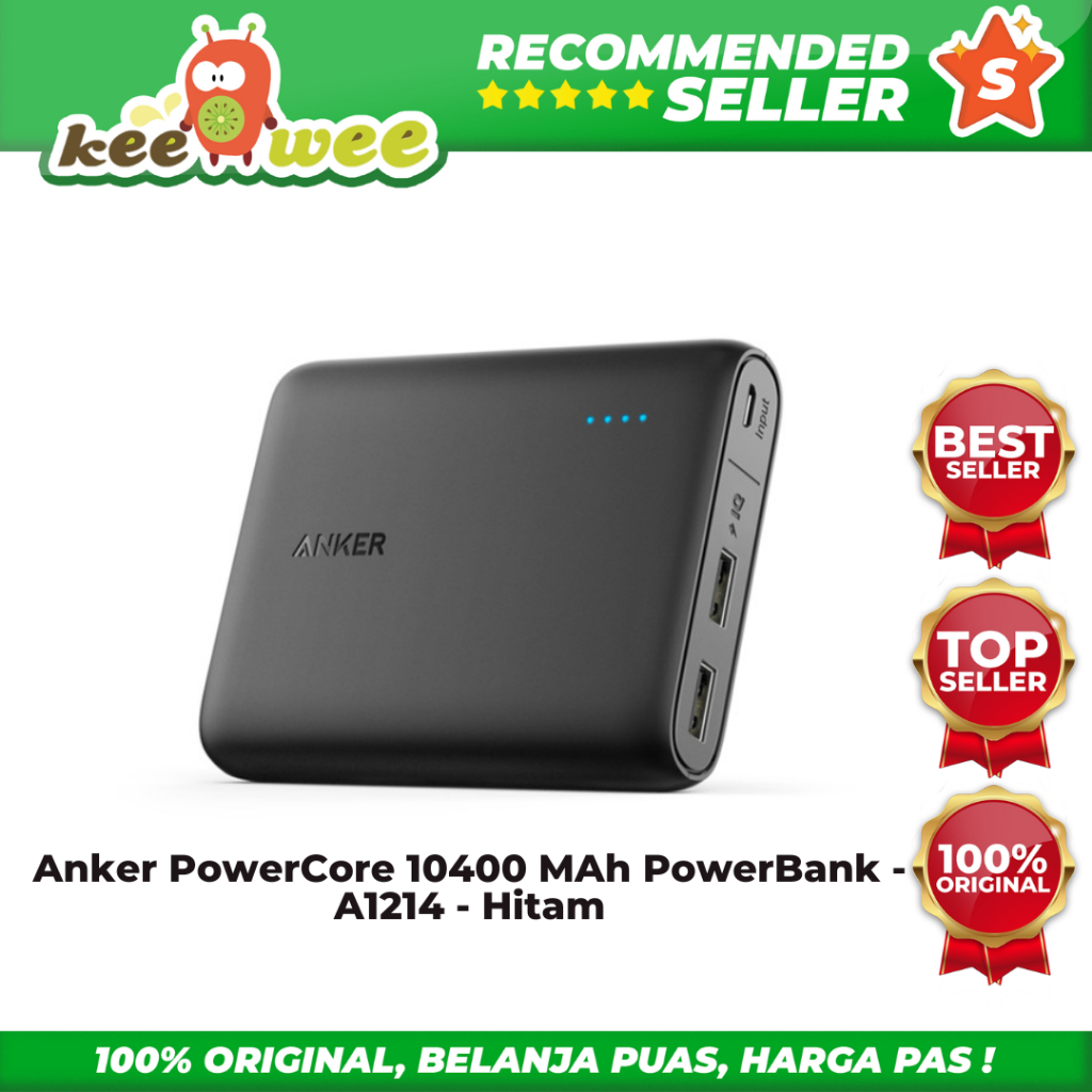Jual Anker PowerCore 10400 MAh PowerBank - A1214 - Hitam | Shopee Indonesia