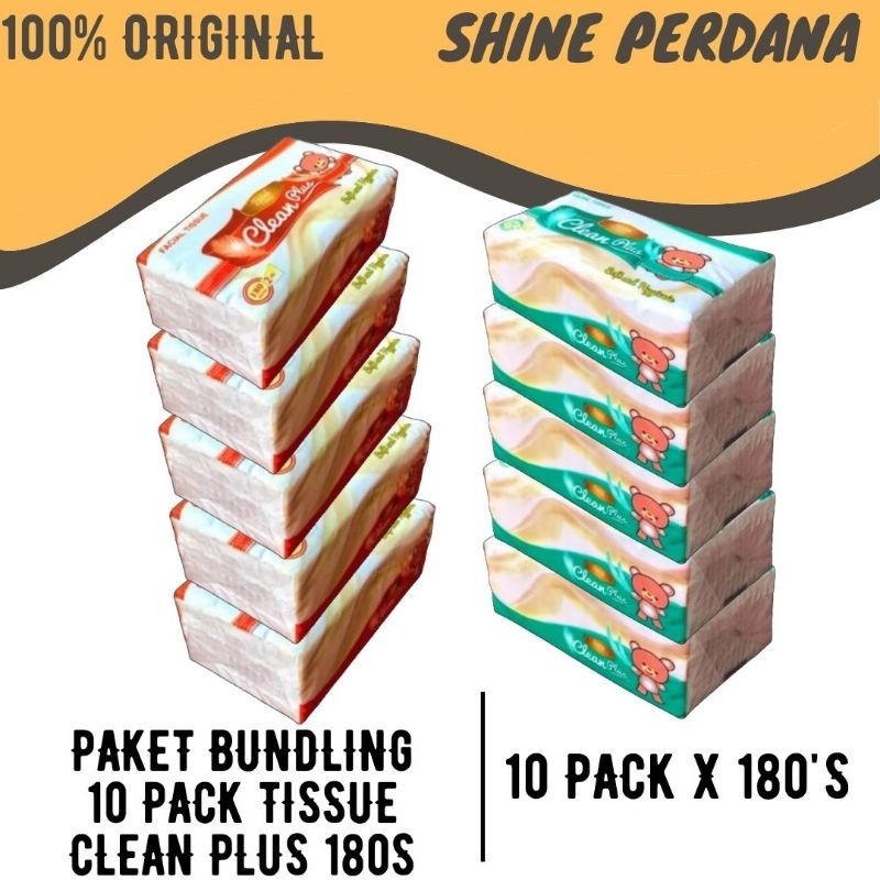 Jual PAKET BUNDLING | 10 Pack | Tisu Tissue Softpack | CLEAN PLUS | 180 ...