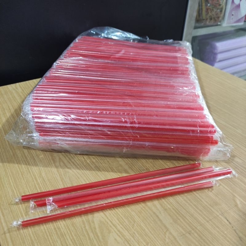 Jual Sedotan Steril Higenis Merah Mixue 6 mm 22 cm (1 Pack isi 500 ...
