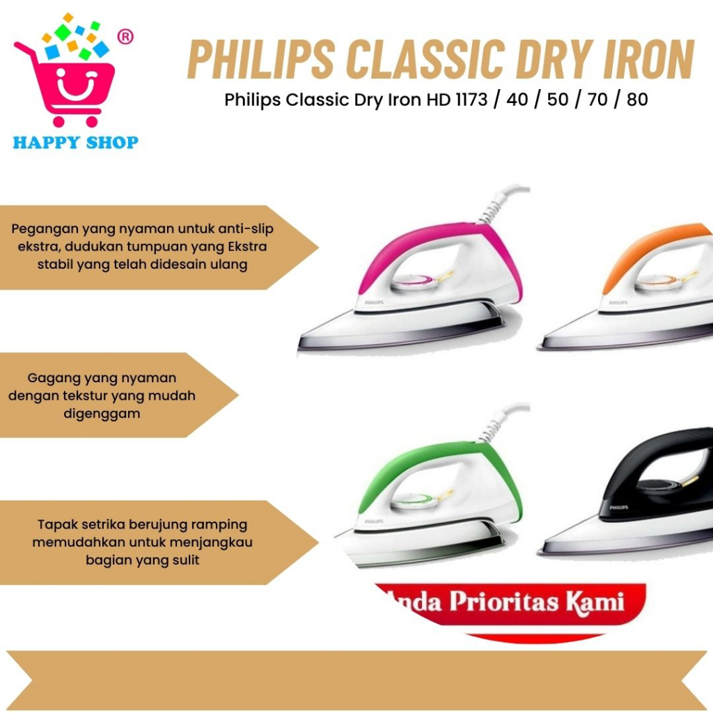 Jual Philips Classic Dry iron HD 1173 40/50/70/80 ~ Setrika Philips ...