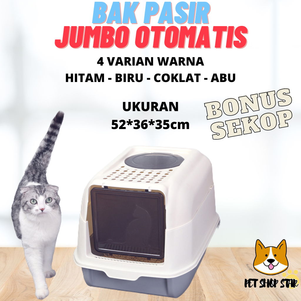 Jual TEMPAT BAK PASIR KUCING TERTUTUP JUMBO PINTU OTOMATIS CAT LITTER ...