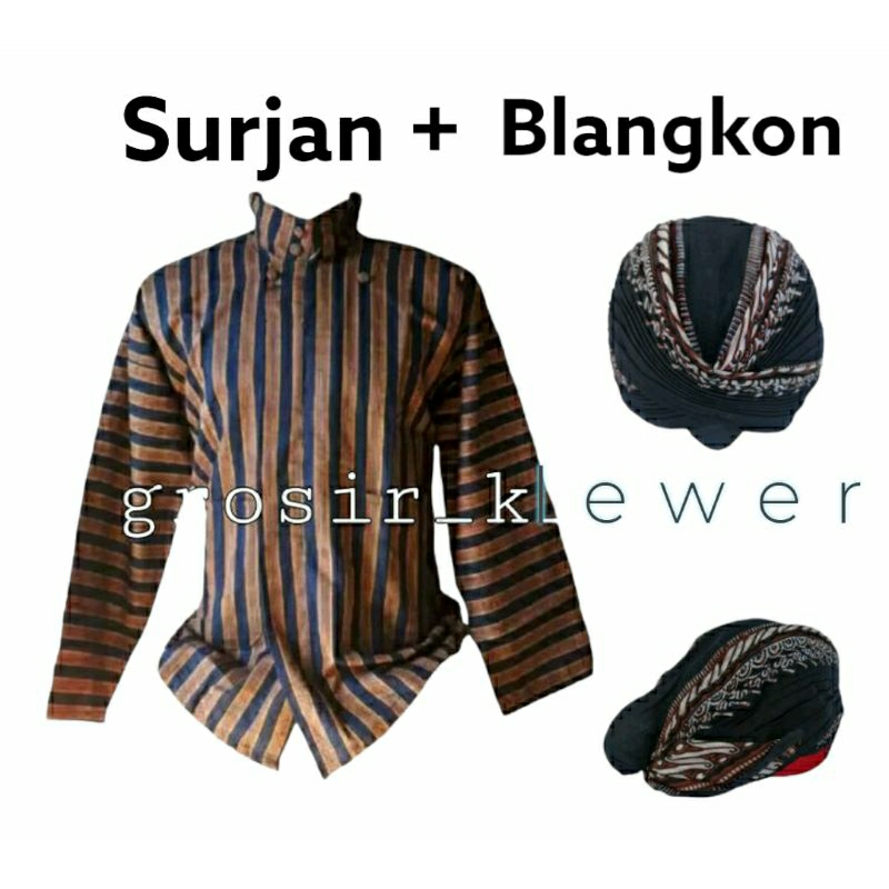 Jual Baju surjan lurik dan blangkon jogja lipat motif parang //surjan ...