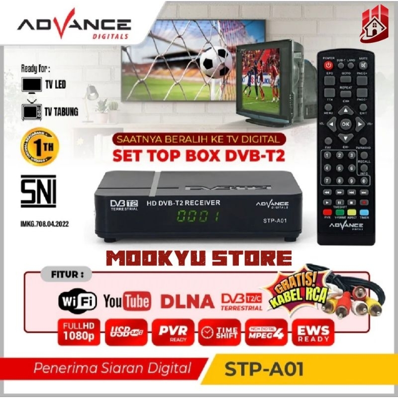 Jual ADVANCE SET TOP BOX DVB-T2 STP-A01| STB DECODER SIARAN DIGITAL TV HDMI RCA | Shopee Indonesia