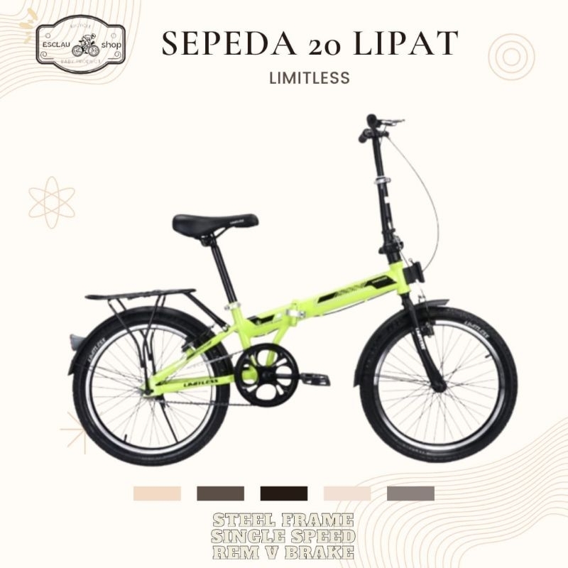 Jual Sepeda 20 Lipat Limitless Frame Besi Steel Folding Bike V Brake ...